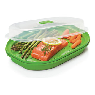 Progressive International Green Microwaveable Fish and Veggie Steamer ...
