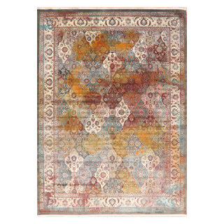Garden Design Vintage Style Distressed Heat-Set Turkish Area Rugs, 10'0 ...