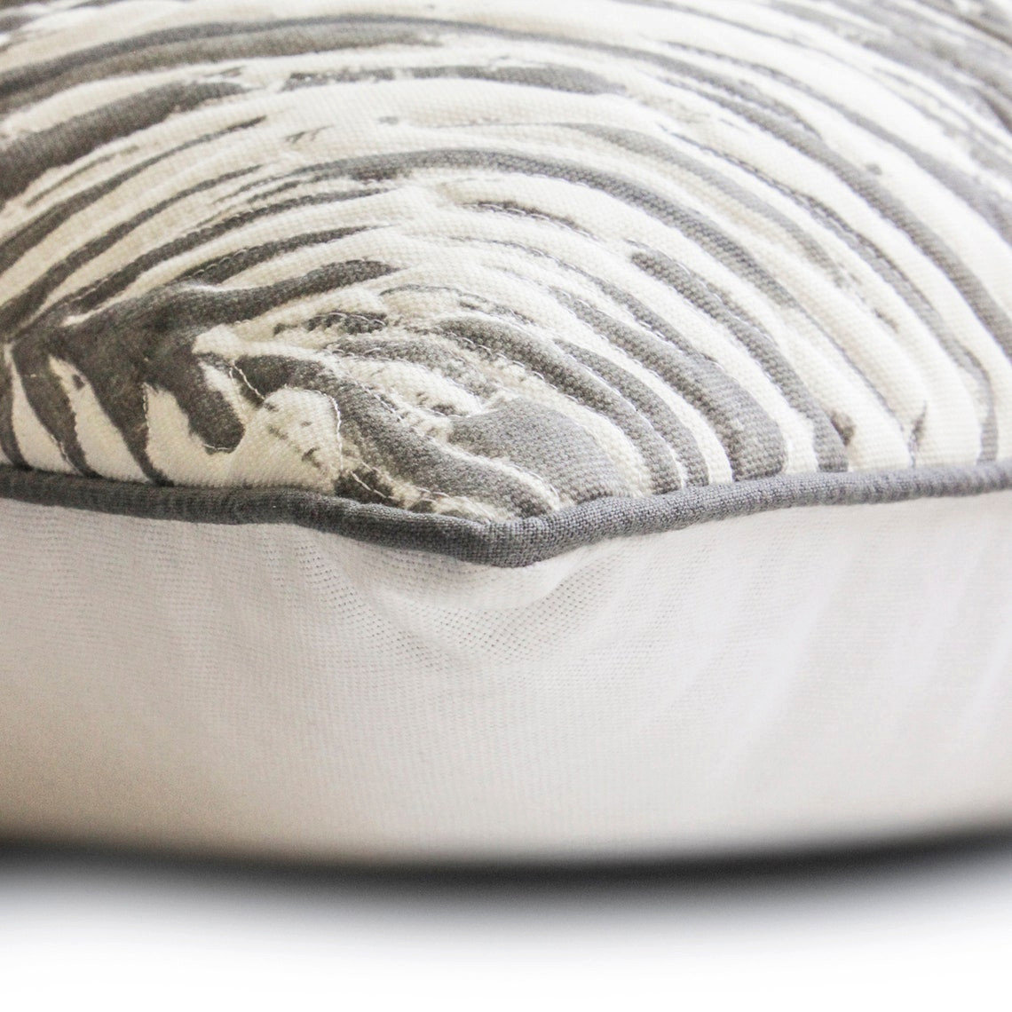Grey Cotton Printed & Quilted 24"x24" Throw Pillow Cover - Optic Gaze ...