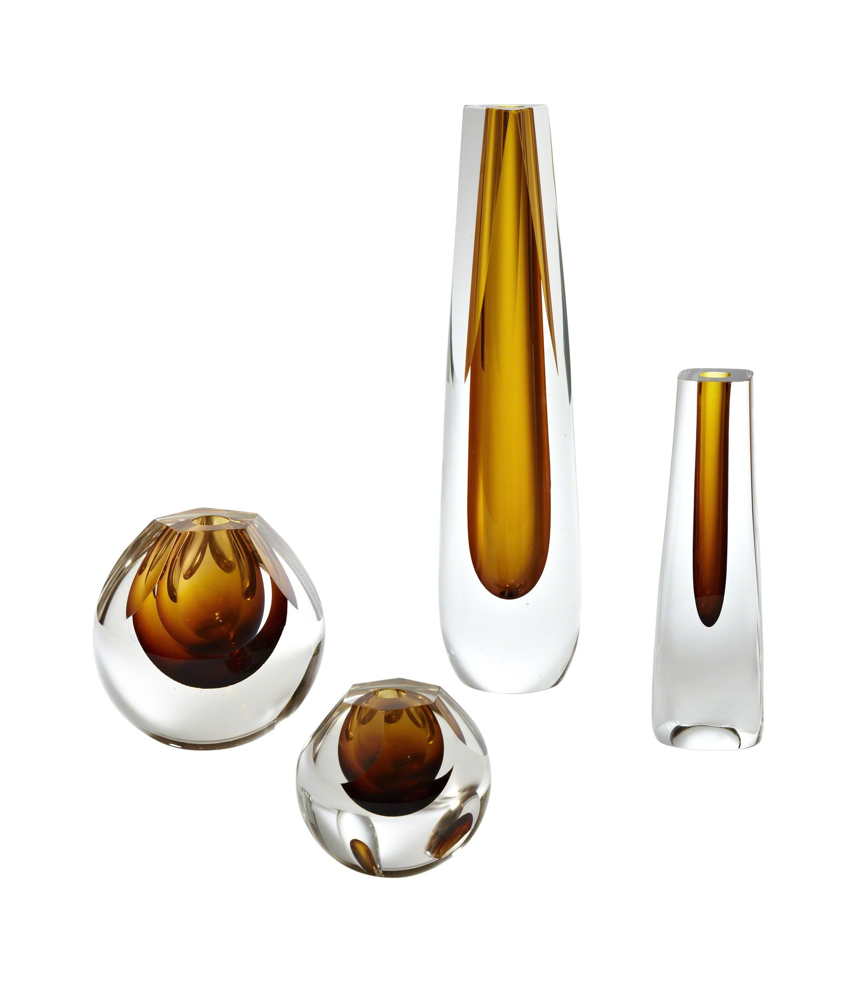 Square Cut Glass Amber Vase - Contemporary - Vases - by Lighting ...