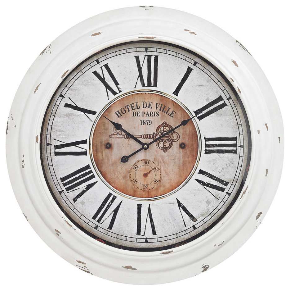 Theodore Wall Clock, Antique White - French Country - Wall Clocks - by ...