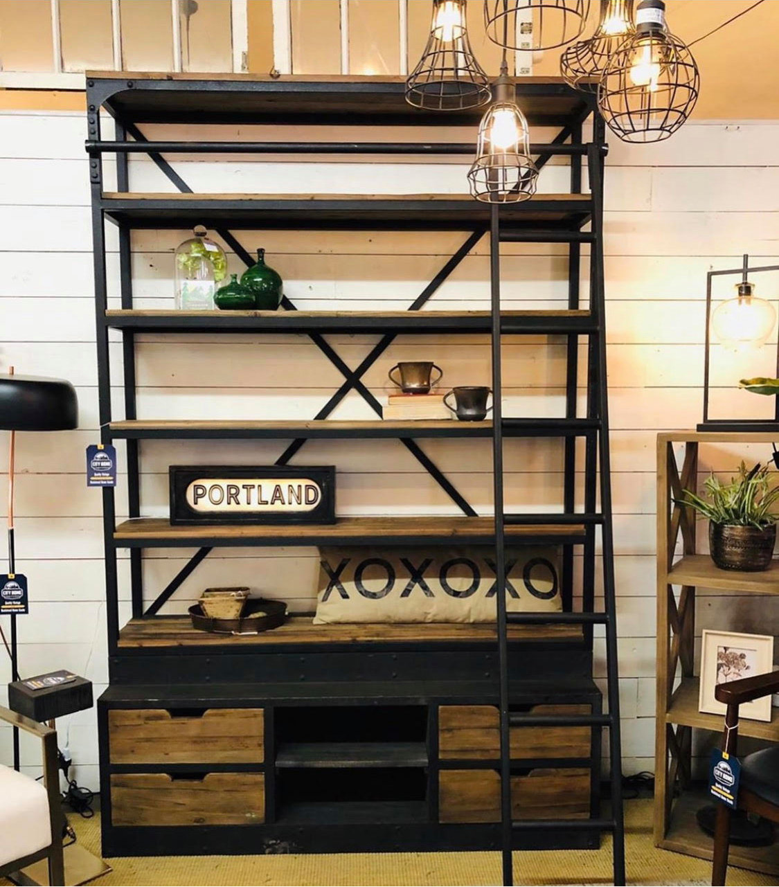 Loft Library With Ladder - Industrial - Display And Wall Shelves - by ...