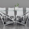 Modern Serra 94 Inch Dining Table Clear Glass Polished Stainless Steel ...