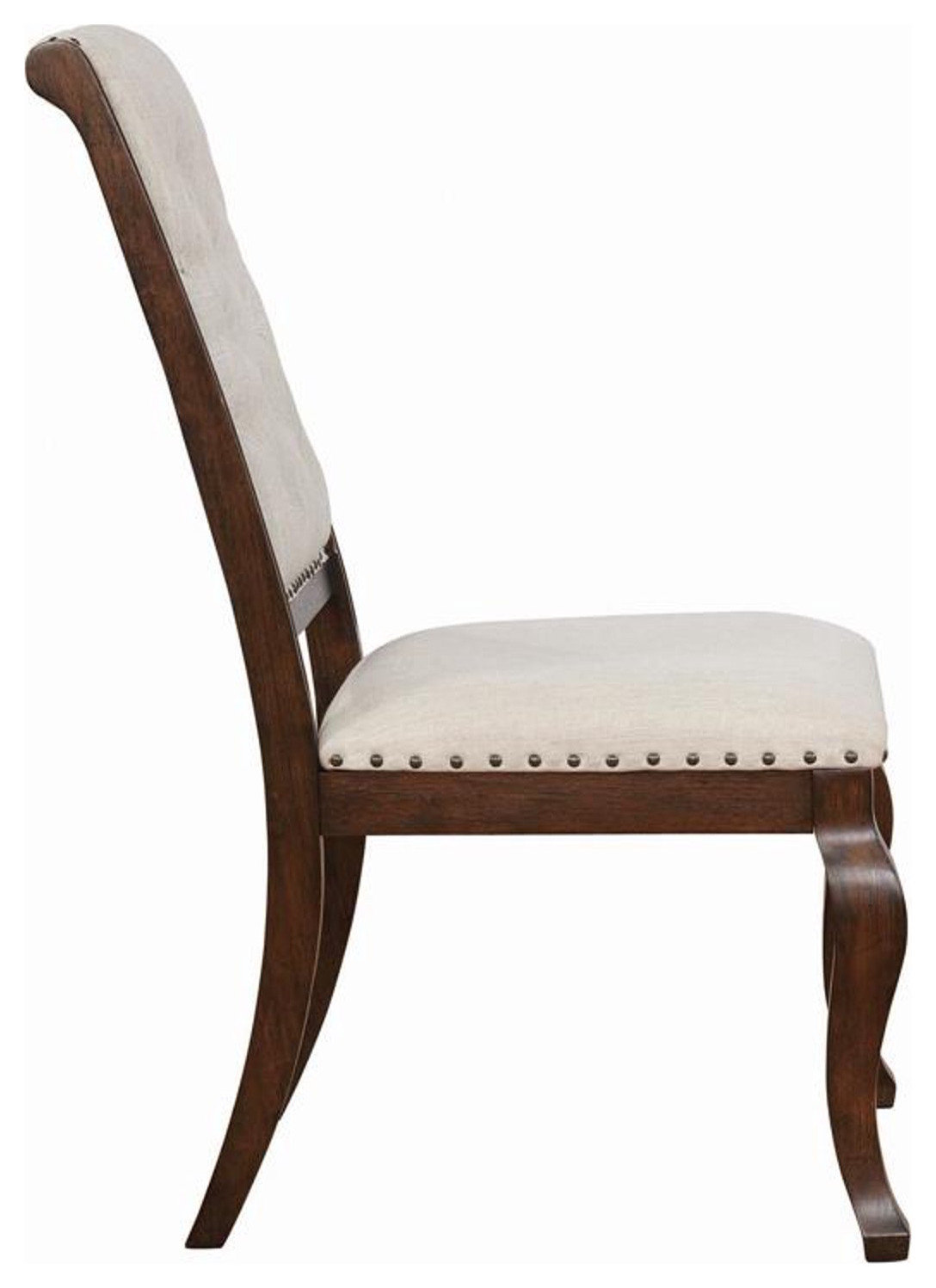 Set of 2 Dining Chair, Antique Java Finished Wood Frame & Button Tufted ...