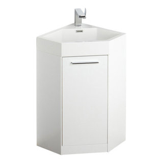 Fresca Coda 18" White Modern Corner Bathroom Vanity, 17.5"W x 17.5"D x ...