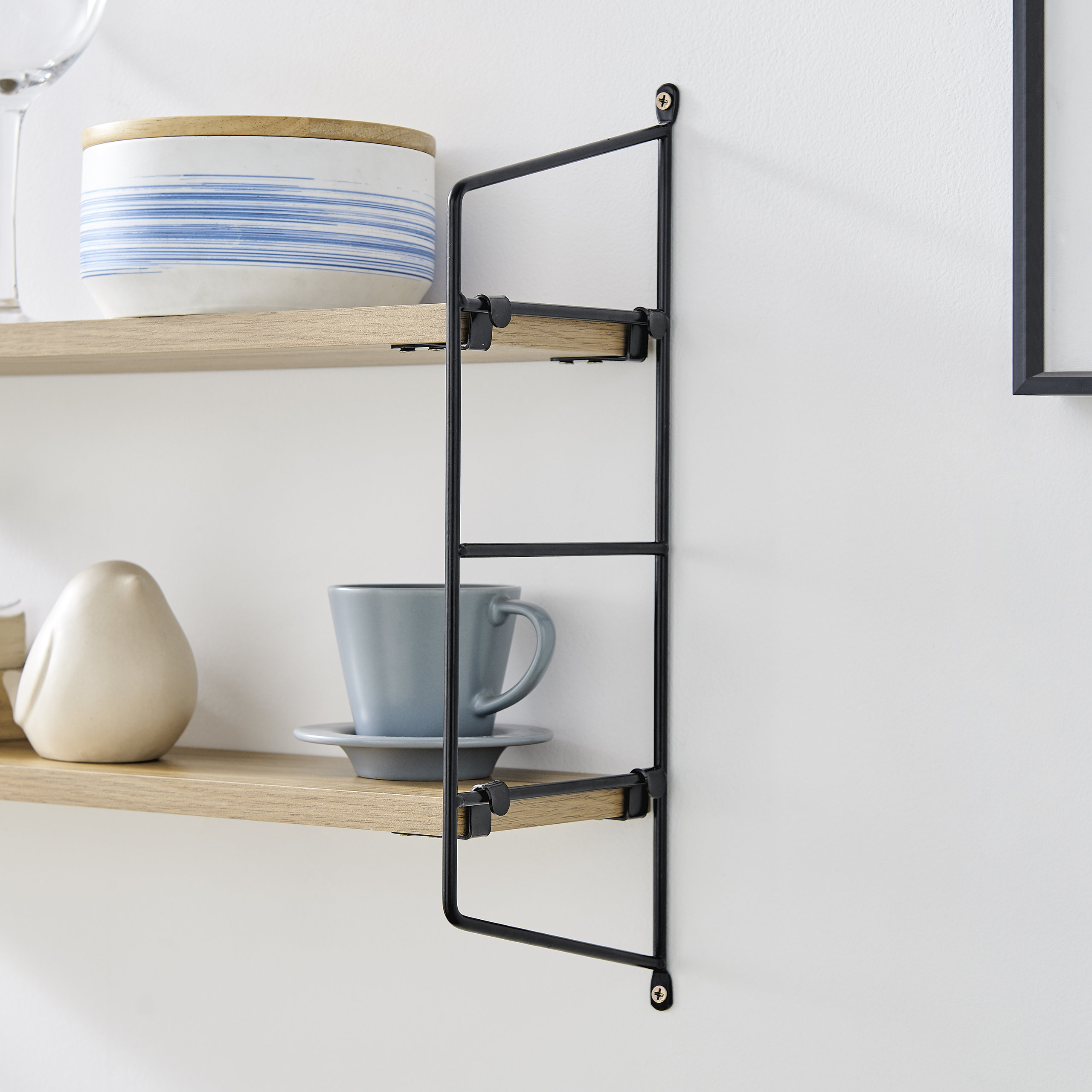 Danya B. Severini Floating Bracket Farmhouse Two-Tier Wall Shelf ...