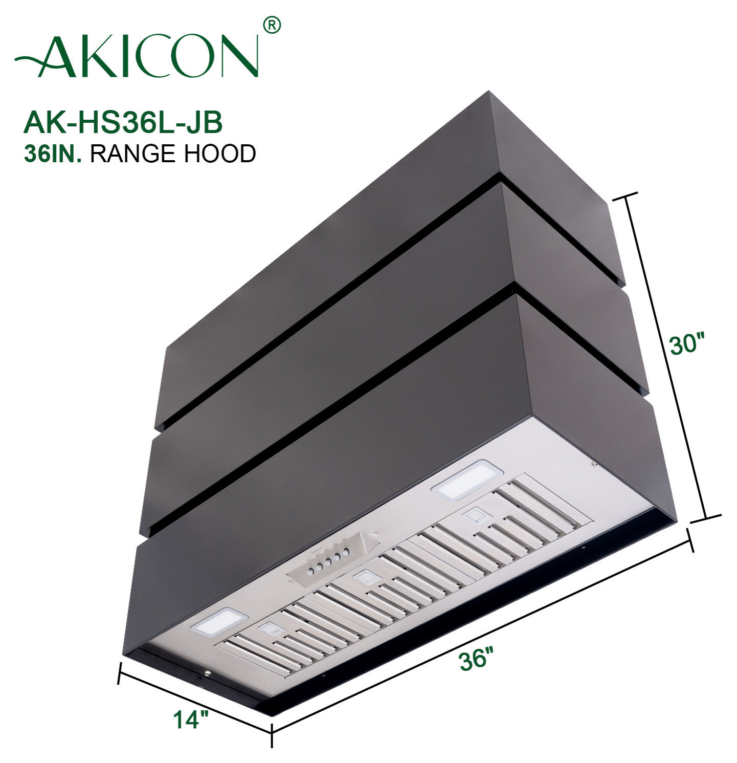 36"Stainless Steel Range Hood 3 Stacks Modern Box Kitchen Hood & Vent ...