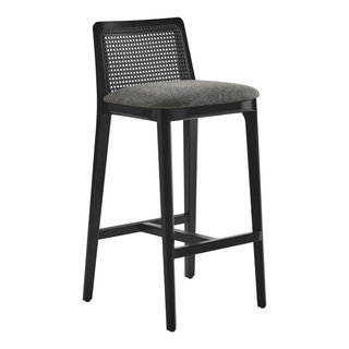 Monarch Wood and Rattan Bar Stool - Tropical - Bar Stools And Counter ...