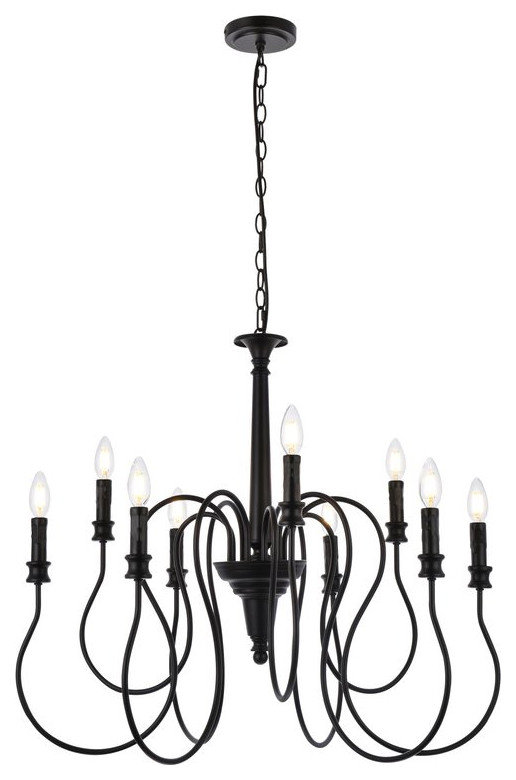 Flynx 9-Light Pendant in Black - Traditional - Pendant Lighting - by ...