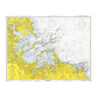 "Nautical Chart - Boston Harbor ca. 1970" Paper Art, 42"x33", 42"x33 ...