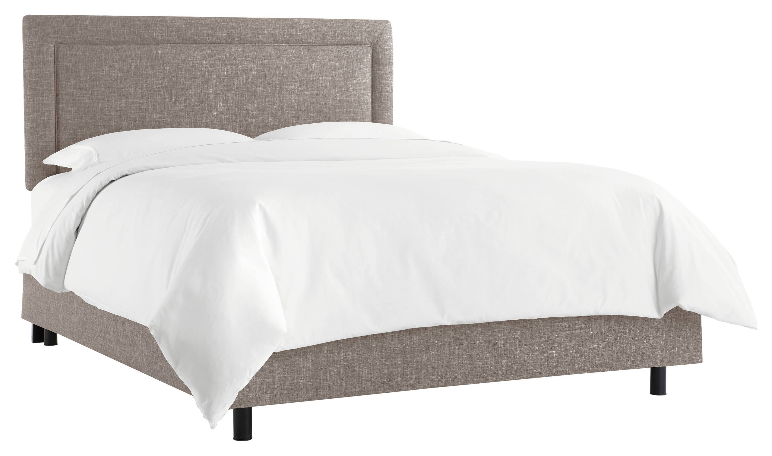 Ana Upholsterd Border Bed, Zuma White, Full - Transitional - Platform ...