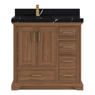 Charlotte Teak 36" Left Offset Sink Bathroom Vanity, 36" Left Offset ...