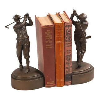 Hand-Painted Swinging Golfer Bookends - Contemporary - Bookends - by ...