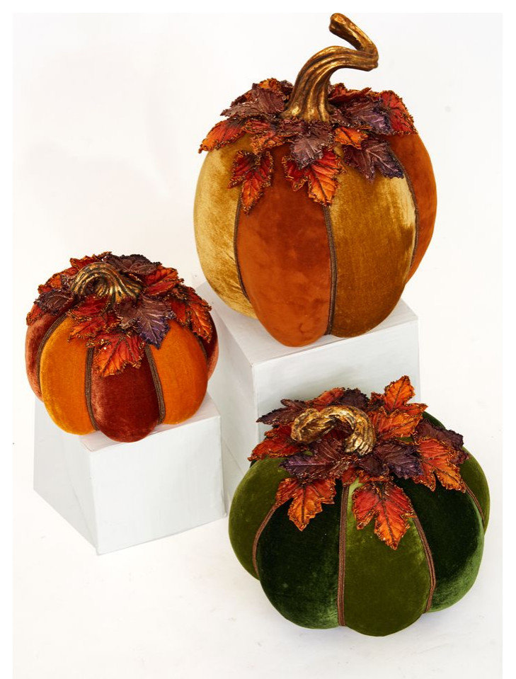 Katherine's Collection 2022 Harvest Paper Mache Pumpkins Figurine, Set ...