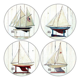 Nautical Stone Coasters, Set of 8, 4.5x1.38x1.38 - Beach Style ...