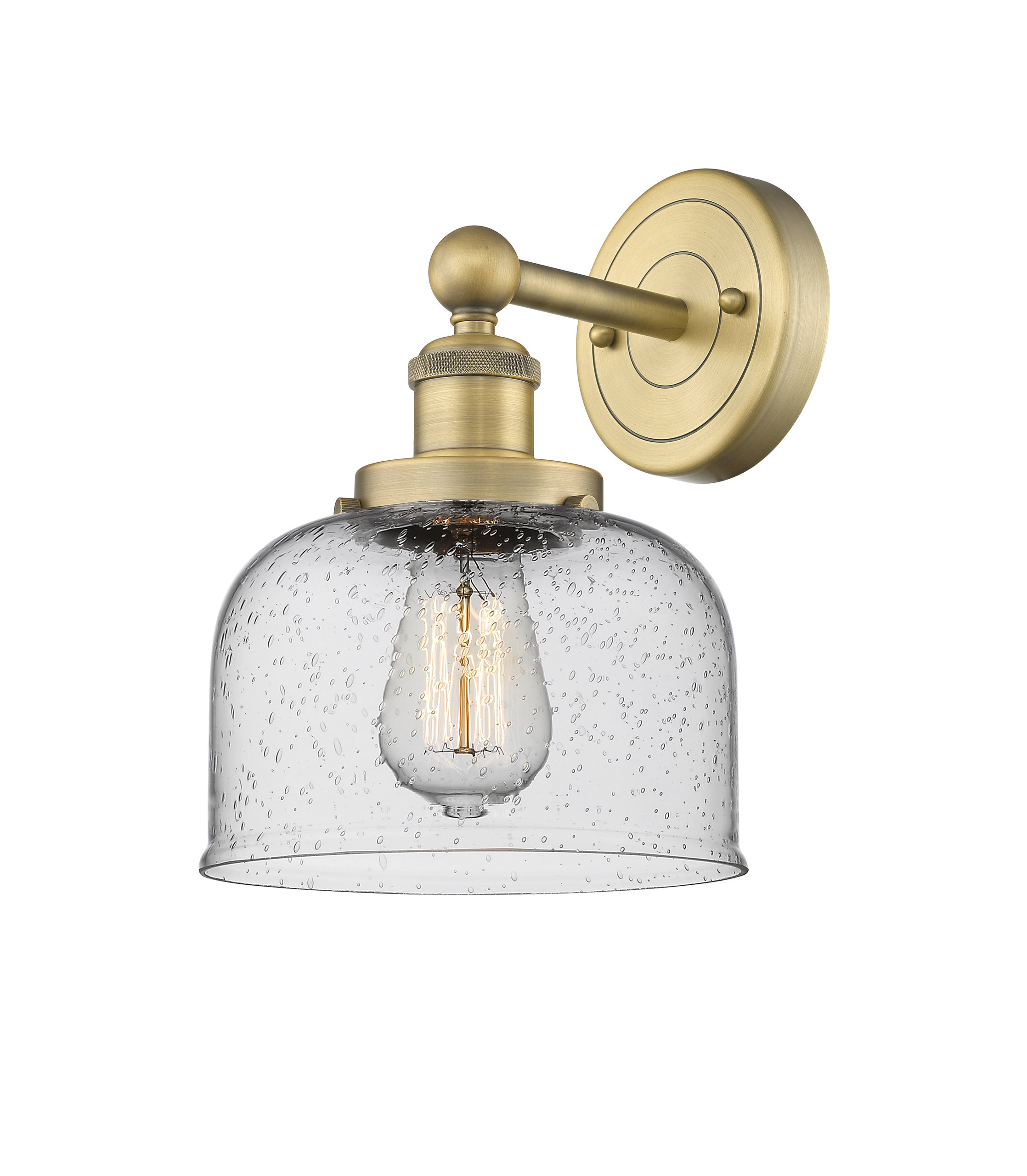 Large Bell 1-Light 7" Sconce, Brushed Brass Finish - Industrial - Wall ...