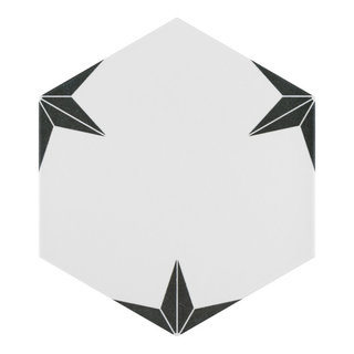 Stella Hex Porcelain Floor and Wall Tile Sample, White - Contemporary ...