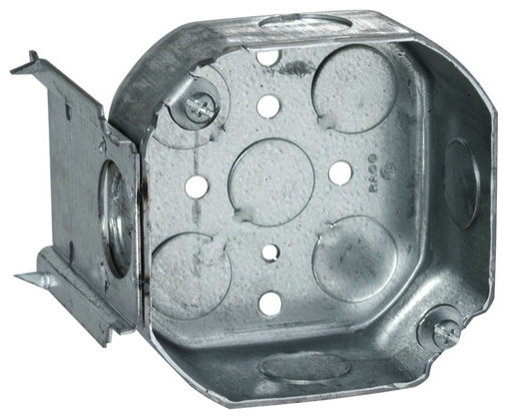 RACO 158 J-Bracket Octagon Box with Conduit Knockout, 4"x1-1/2" Deep, 4 ...