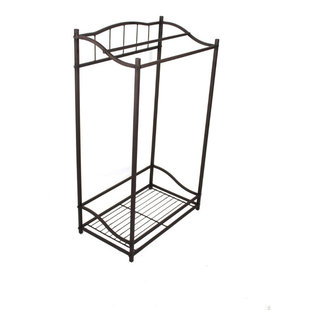 Benzara Metal Bath Towel Butler Stand With Shelf, Bronze - Transitional ...