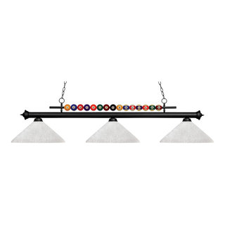 Shark 3-Light Linear Pendant Light In Matte Black, 14.000 - Traditional ...