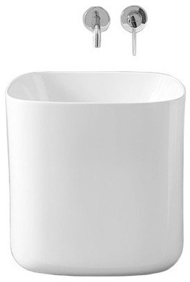 Round White Ceramic Vessel Bathroom Sink - Contemporary - Bathroom ...