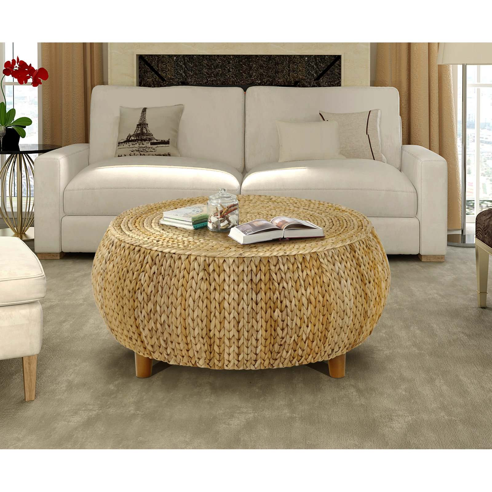 Island-Inspired Coffee Table with Woven Banana Leaf Body and Low ...