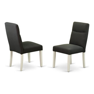 Beasley Parson Chair With Blackleg And Linen Fabric-Beige Color - Set ...