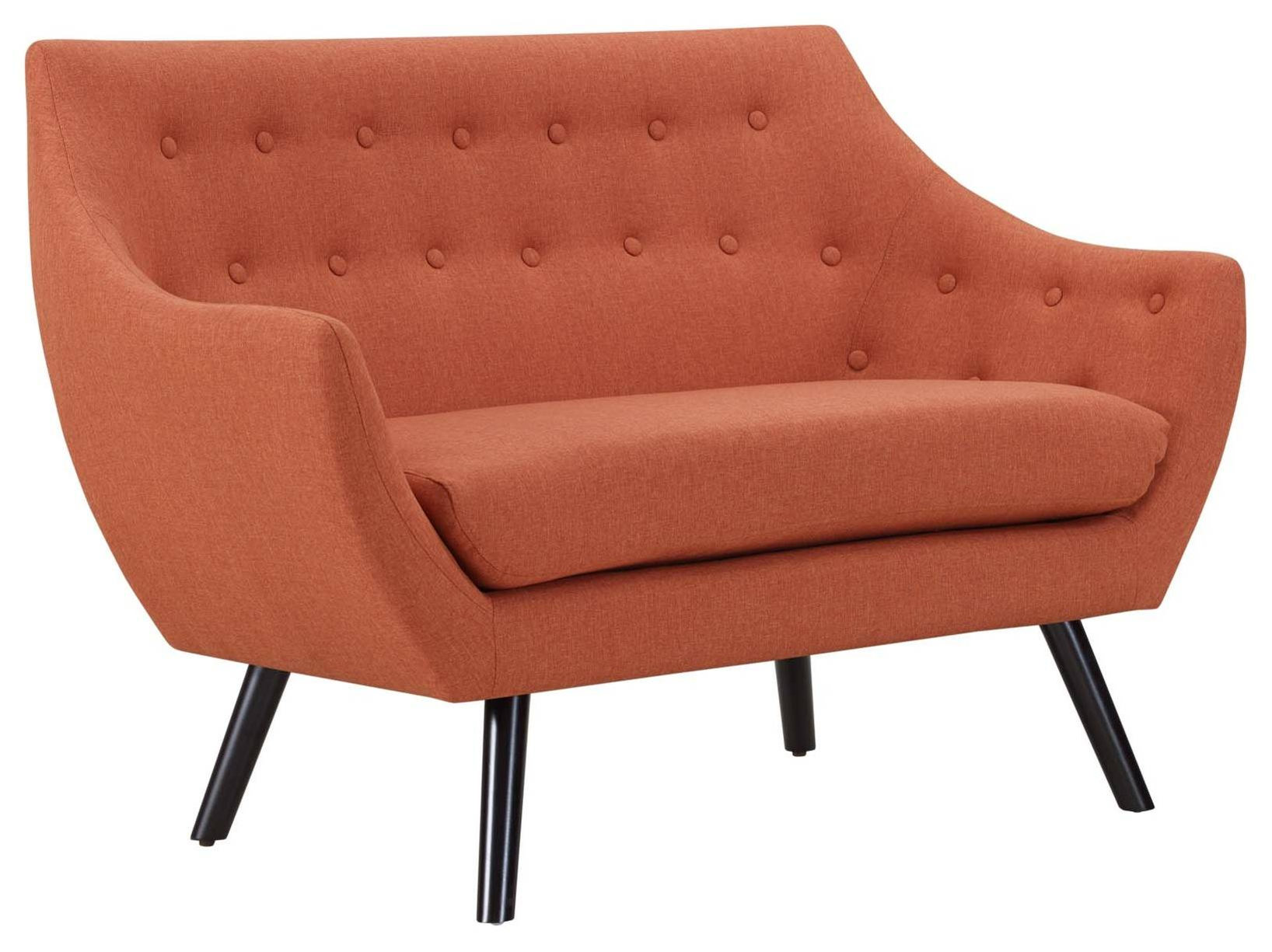 Modern Orange Allegory Loveseat, 52.5"Lx29.5"Wx33.5"H - Midcentury ...