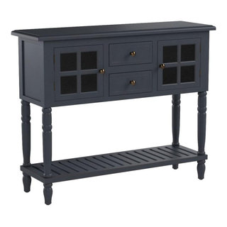 Console Table, Storage Drawers With Pull Handles & Slatted Shelf ...