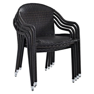 Modern Stackable Outdoor Wicker Chair Set of 4 - Modern - Outdoor ...