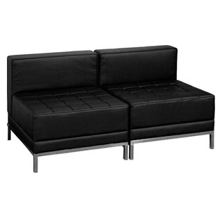 Black Leather Lounge Set, 2 PC - Contemporary - Sectional Sofas - by ...