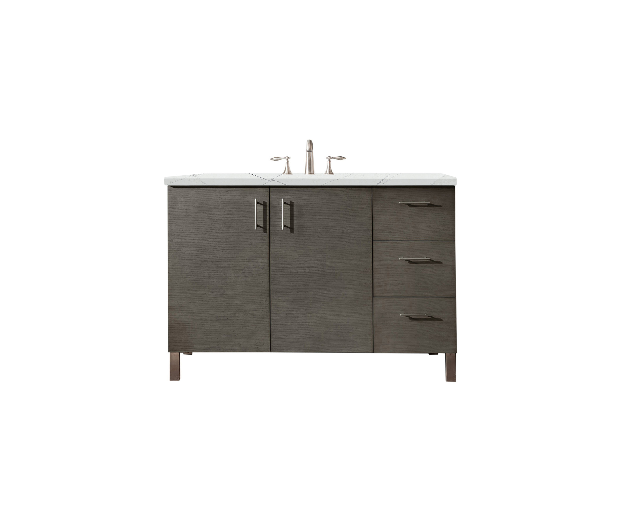 James Martin 850-V48-SOK-3ENC 48" Single Vanity Silver Oak w/ 3 CM ...