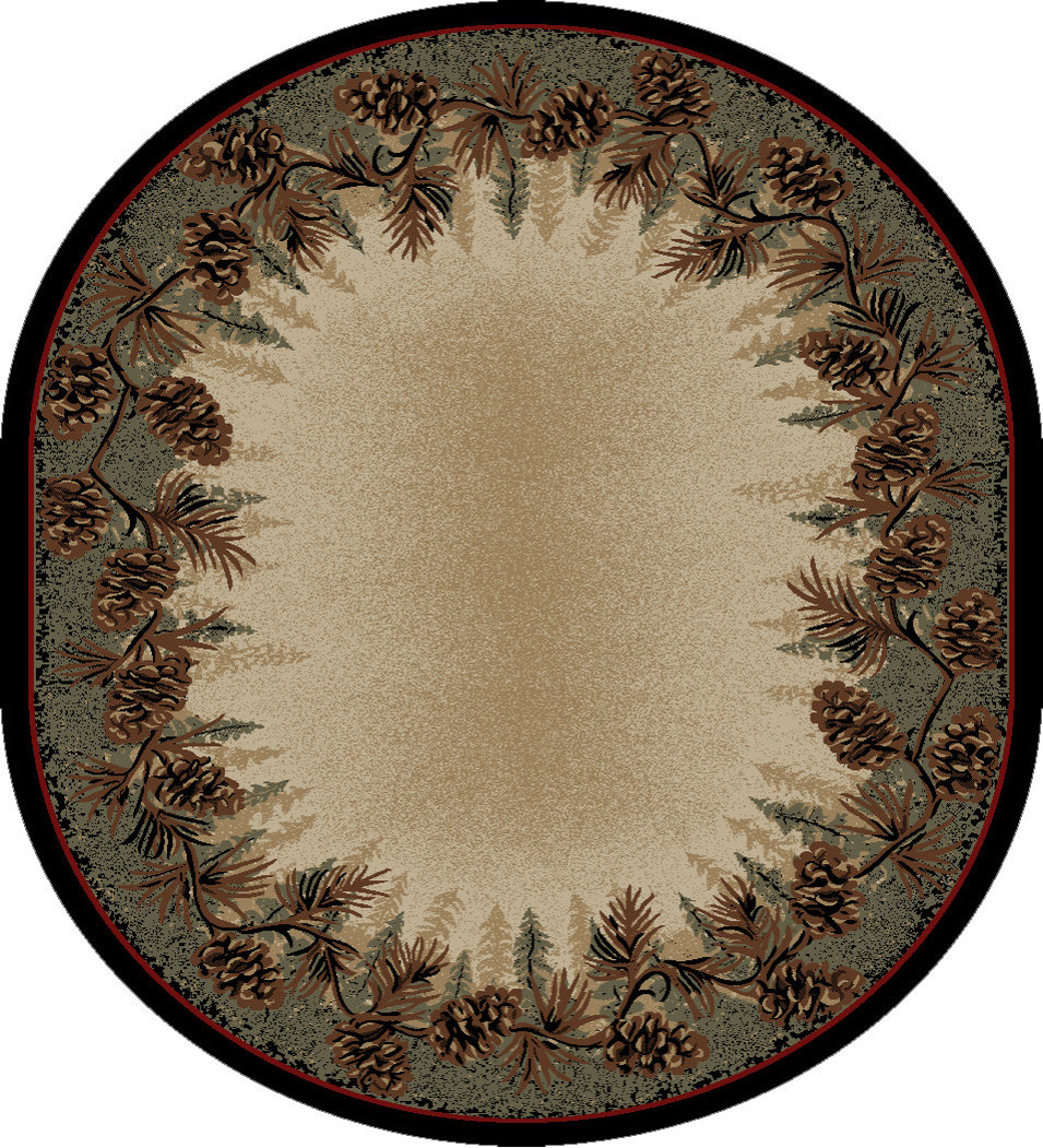 Mount Le Conte Pine Cone Lodge Area Rug, 7'10"x9'10" Oval - Rustic ...