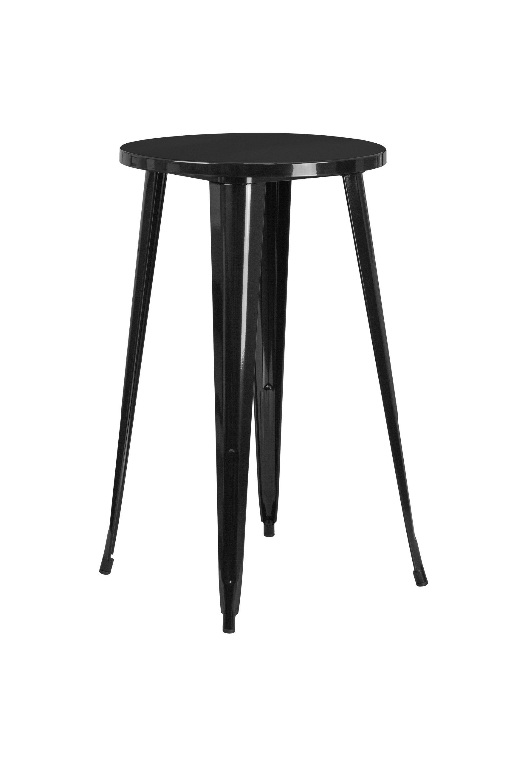 24" Round Black Metal Indoor-Outdoor Bar H Table - Contemporary ...