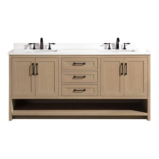 Venice 72" Bathroom Vanity Oak Gray Finish - Transitional - Bathroom ...
