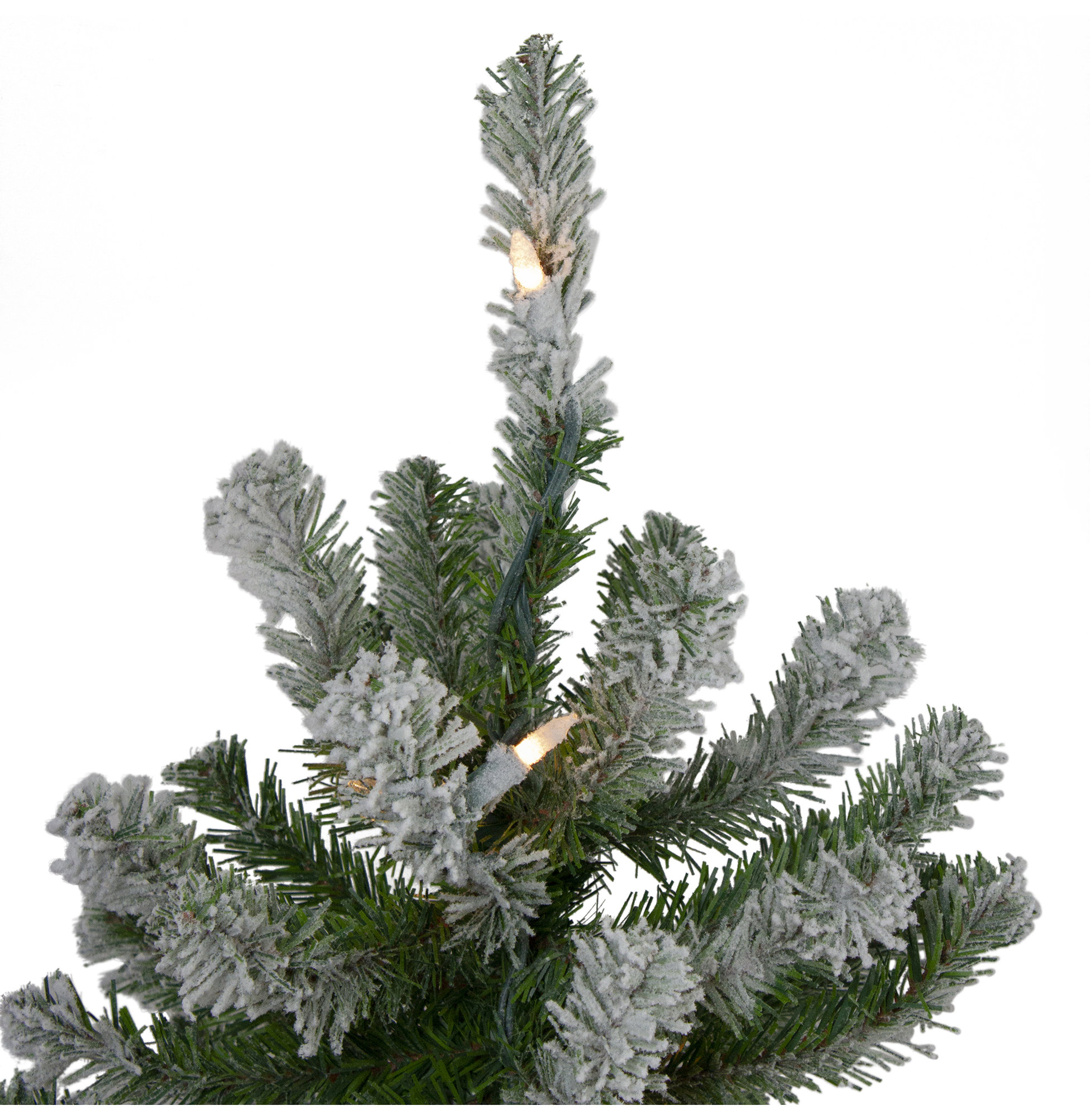 Set of 3 Pre-Lit Flocked Alpine Christmas Trees, Clear Lights ...