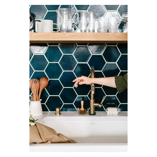 Navy Blue Hexagon Kitchen Backsplash - San Francisco - by Fireclay Tile ...