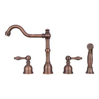 Classic Kitchen Faucet, Widespread Design With Side Sprayer ...