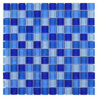 11.75"x11.75" Rani Mosaic Tile Sheet, Blue - Contemporary - Mosaic Tile ...
