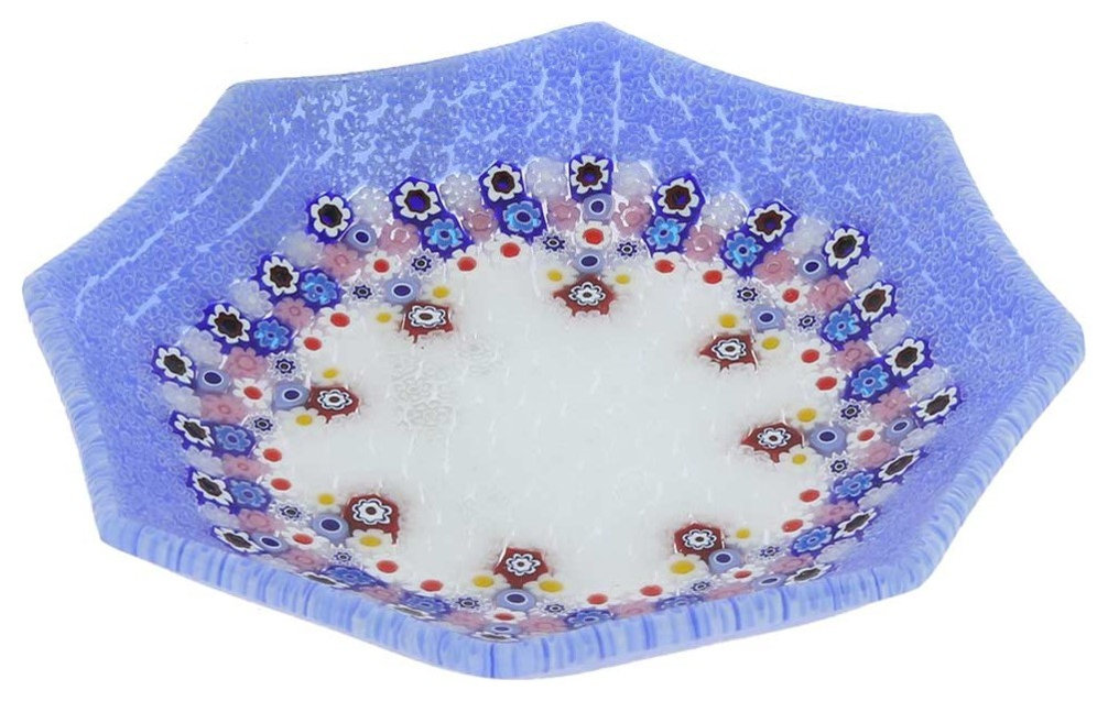 GlassOfVenice Murano Millefiori Octagonal Plate - Periwinkle ...