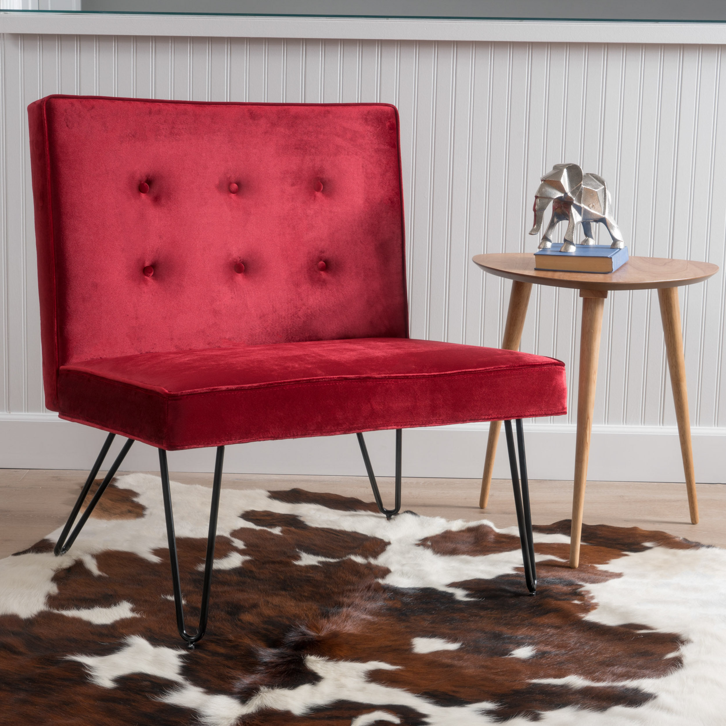 GDF Studio DuSoleil Velvet Modern Armless Chair - Midcentury ...