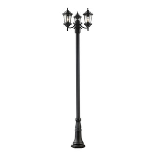 Outdoor 3-Light Outdoor Post Mounted Fixture Light In Black, 25 ...