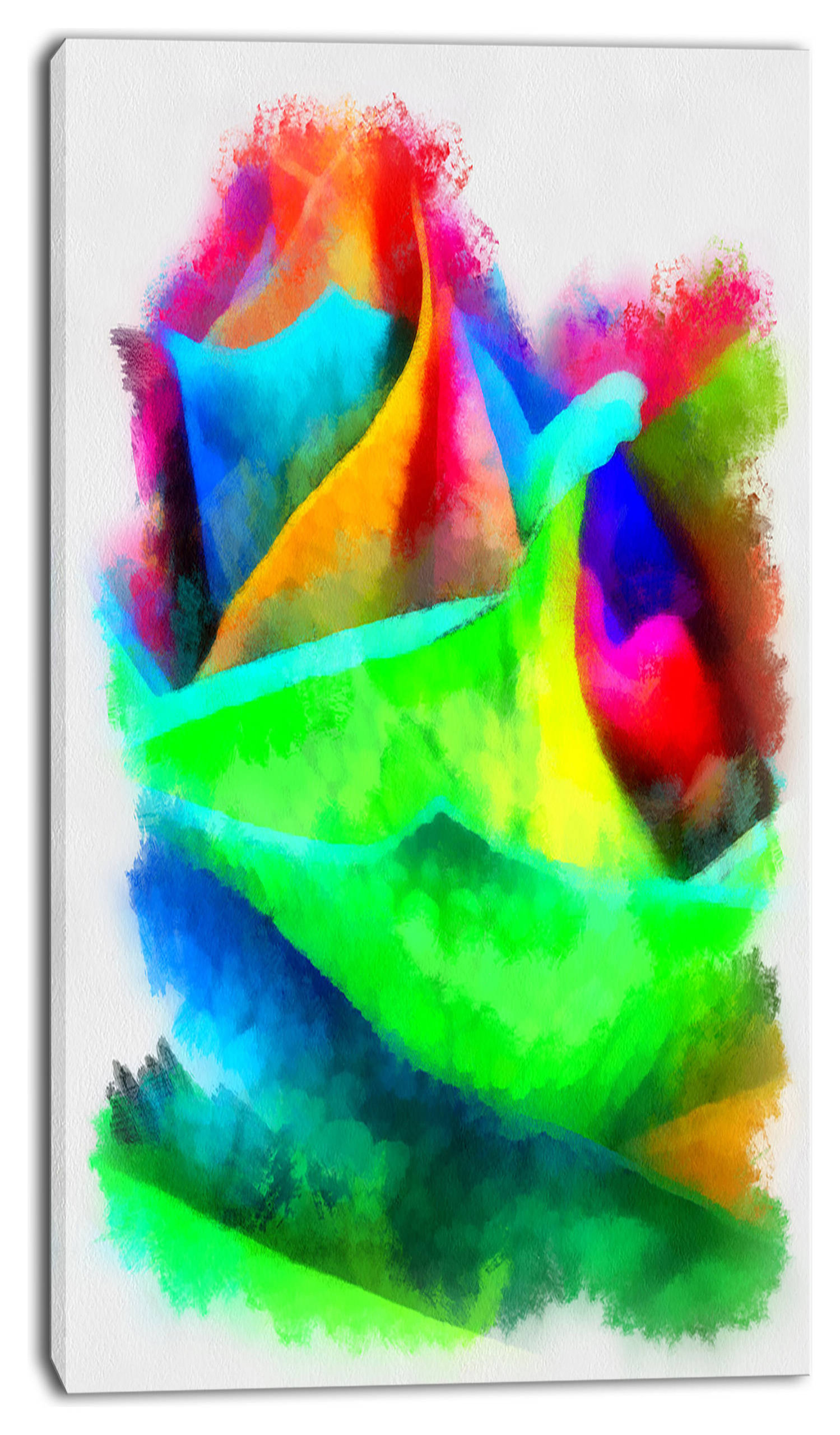 Large Colorful Rose Watercolor, Large Floral Canvas Artwork, 16"x32 ...