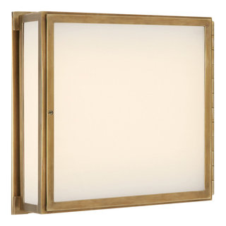 Mercer Square Box Light With White Glass - Transitional - Wall Sconces ...