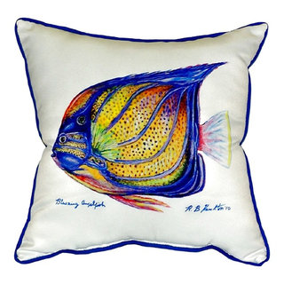 Blue Ring Angelfish Small Indoor/Outdoor Pillow 12x12 - Set of Two, 12 ...