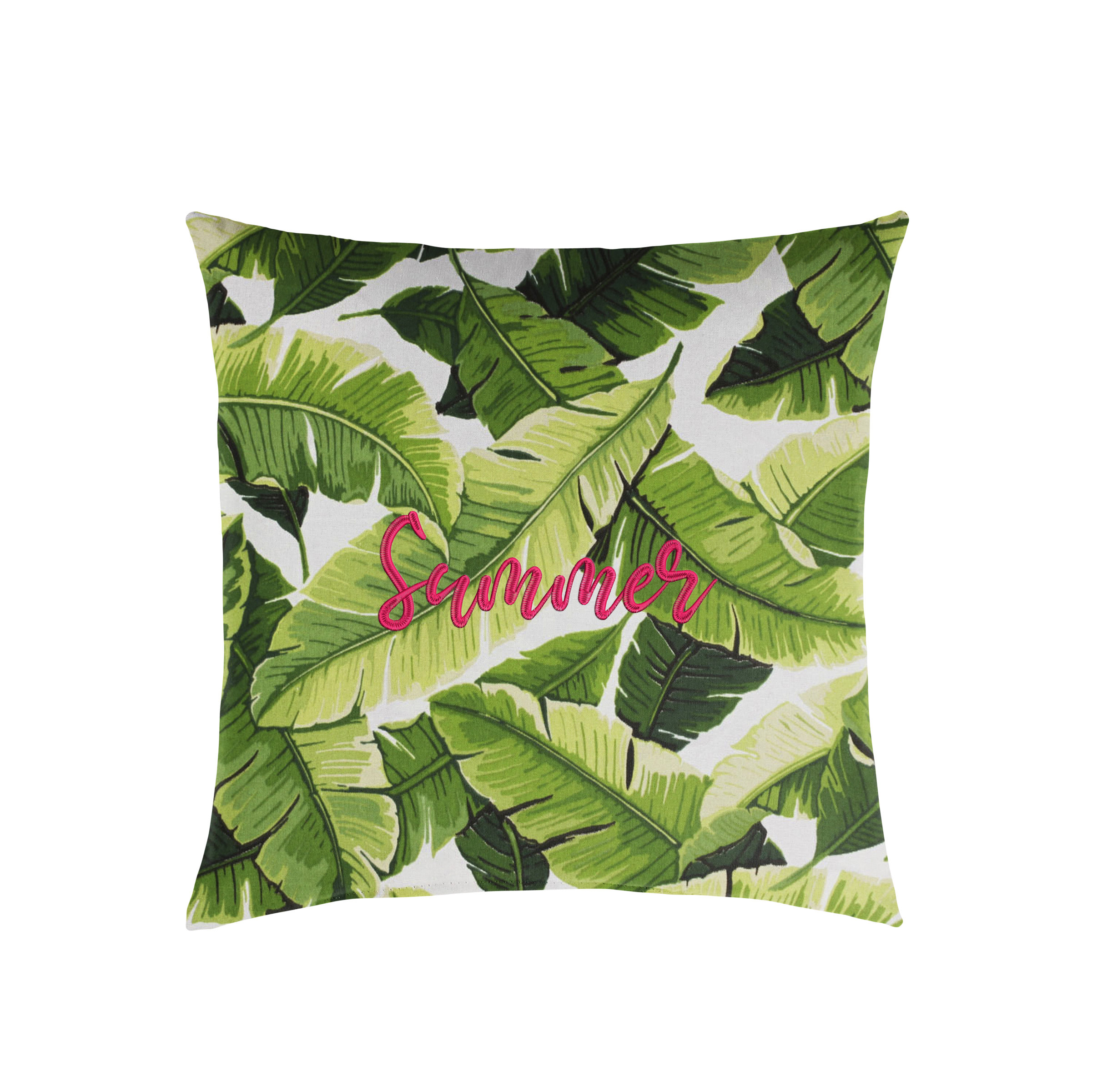 Outdoor Embroidered Pillow 18"Hx18"Wx6"D - Tropical - Outdoor Cushions ...
