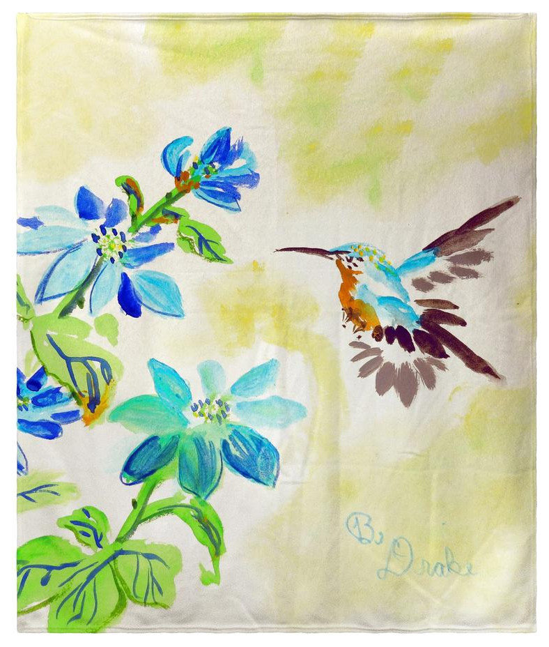 Aqua Hummingbird Throw - Contemporary - Blankets - by Bison Commerce ...