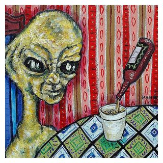 "Alien Beer" Painting Print on Wrapped Canvas, 32"x32", 32"x32 ...
