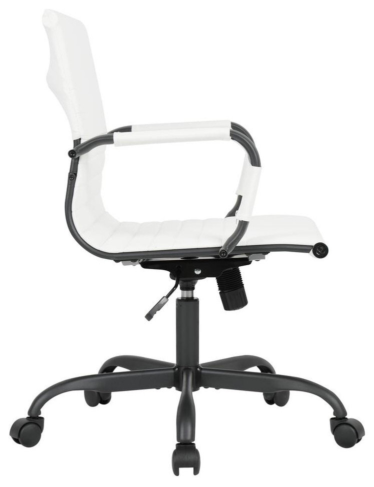 Leather Home Office Chair in White With Black Frame - Contemporary ...