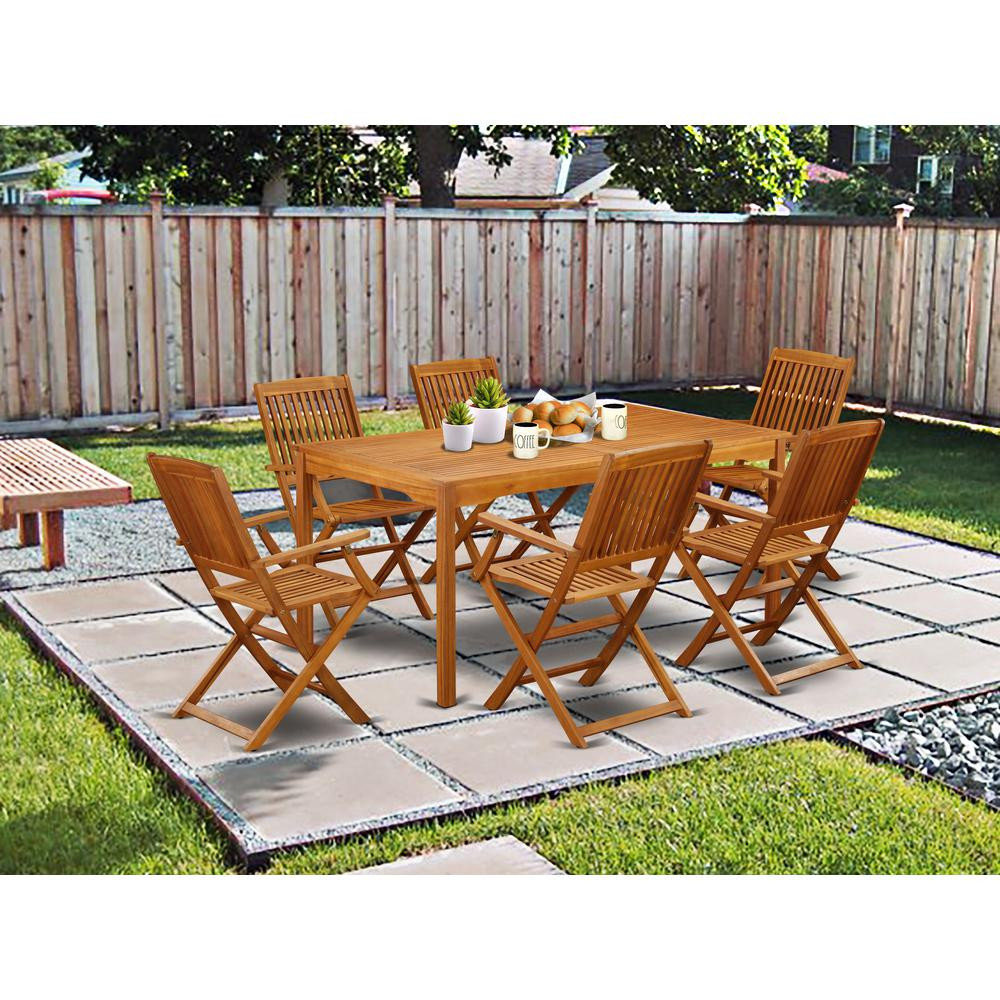 Wooden Patio Set Natural Oil, CMCM7CANA - Farmhouse - Seat Cushions ...